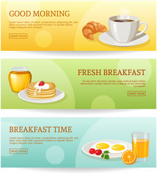 Breakfast banners different food Royalty Free Vector Image