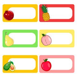 Labels with beautiful fruit name tags stickers Vector Image