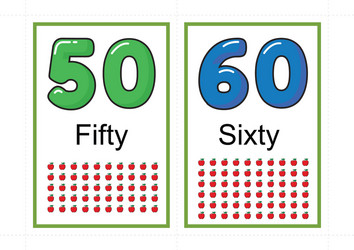 Printable number flashcards for teaching number Vector Image