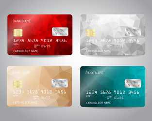 Realistic credit card template set bank Royalty Free Vector