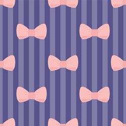 Seamless pattern with pastel pink bows on stripes Vector Image