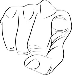 Finger point in front view hand drawn fist Vector Image