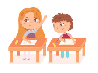 Children studying Royalty Free Vector Image - VectorStock