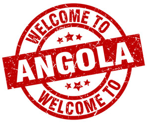 Welcome to angola red round vintage stamp Vector Image