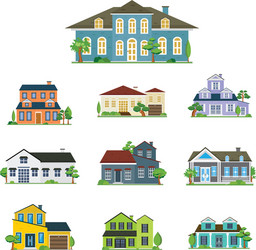 House exterior front view residential town Vector Image