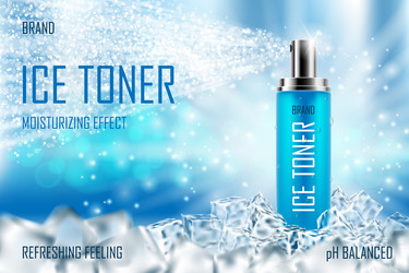 Cooling ice toner with cubes realistic frozen Vector Image