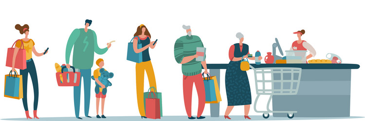 Angry queue in store dissatisfied customers line Vector Image