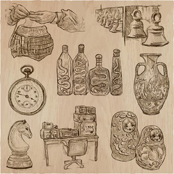 Bric a brac objects - an hand drawn pack Vector Image