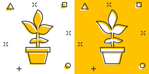 Cartoon flower pot icon in comic style seedling Vector Image