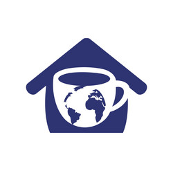 Creative coffee cup with globe map logo design Vector Image