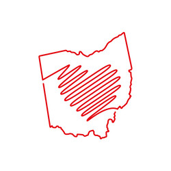 Ohio us state red outline map Royalty Free Vector Image