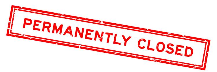 Grunge red permanently closed word round rubber Vector Image