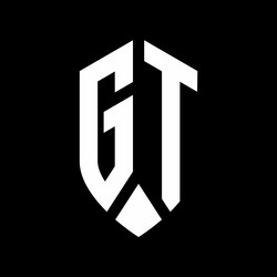 Gt logo monogram with gold colors and shield Vector Image