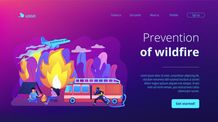 Fire protection concept landing page Royalty Free Vector