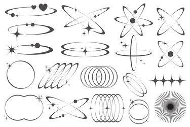 Aesthetic shapes with stars minimal Royalty Free Vector