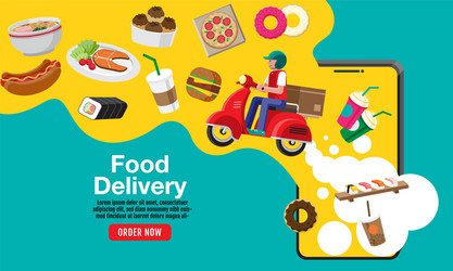 Food delivery banner design flat design online Vector Image