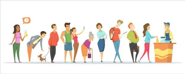 Angry queue in store dissatisfied customers line Vector Image