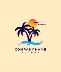 Awesome sunset logo design ready to use Royalty Free Vector