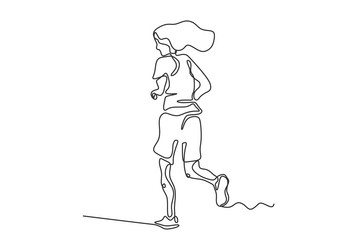 Continuous one line drawing of woman running Vector Image