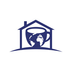 Creative coffee cup with globe map logo design Vector Image