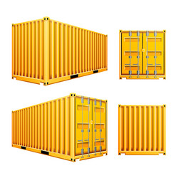 Yellow cargo container realistic metal Royalty Free Vector
