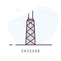 Flat line chicago banner Royalty Free Vector Image