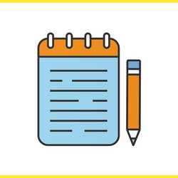 Pencil and notepad icon Royalty Free Vector Image
