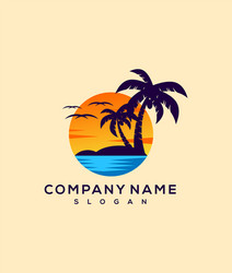 Awesome sunset logo design ready to use Royalty Free Vector