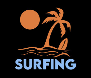 Surfing text with blue background Royalty Free Vector Image