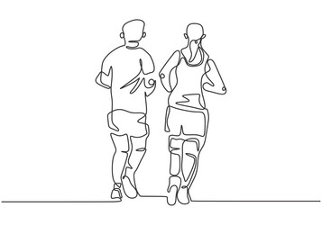 Continuous line drawing of runner man people run Vector Image