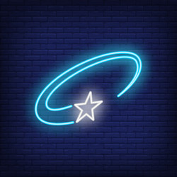 Shining star in hand neon sign Royalty Free Vector Image