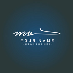 Initial letter mv logo - hand drawn signature Vector Image