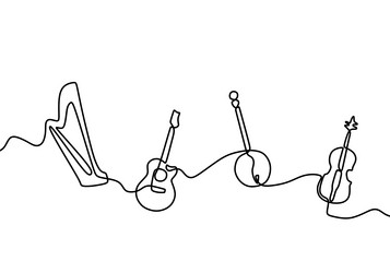 Continuous line drawing of jazz instrument Vector Image