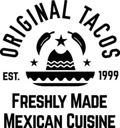 Tacos label on white Royalty Free Vector Image