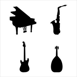 Set of musical instruments silhouettes Royalty Free Vector