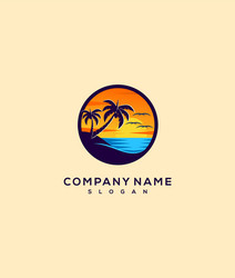 Awesome sunset logo design ready to use Royalty Free Vector