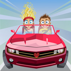 Friends in a car Royalty Free Vector Image - VectorStock