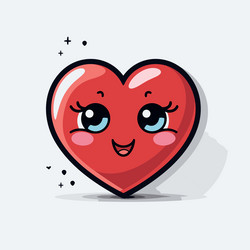 Heart hand-drawn comic heart doodle style cartoon Vector Image