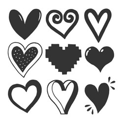 Heart symbol set sketch engraving Royalty Free Vector Image