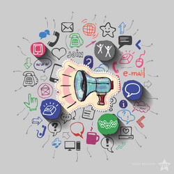 Hand drawn speaker icons with background Vector Image