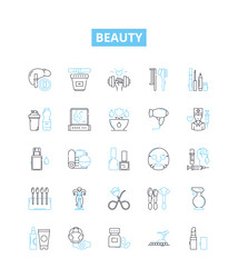 Beauty line icons set attractive gorgeous Vector Image