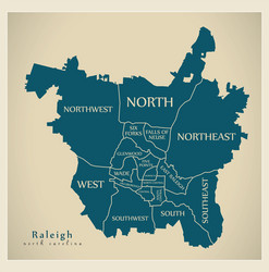 Modern city map - raleigh north carolina Vector Image