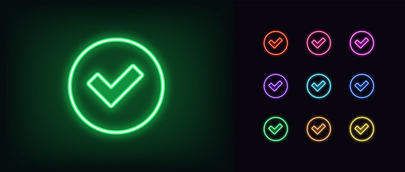 Outline neon flag icon glowing neon checkbox sign Vector Image