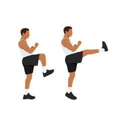 Man doing front kick exercise flat Royalty Free Vector Image