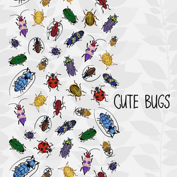 Seamless border with colorful bugs Royalty Free Vector Image