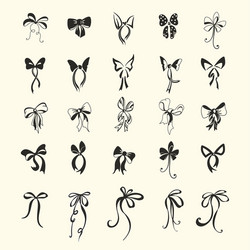Knots and bows from threads set black collection Vector Image