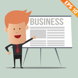 Cartoon business man with presentation Royalty Free Vector