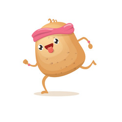 Cartoon funky potato character running or jogging Vector Image