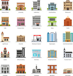 Building and infrastructure flat icons pack Vector Image