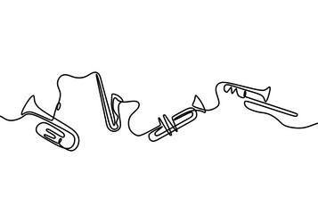 Continuous line drawing of jazz instrument Vector Image